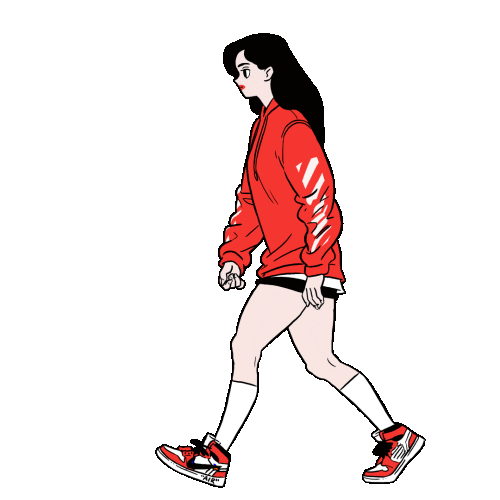 Girl Walking Sticker by KIM JUNGYOUN for iOS & Android | GIPHY