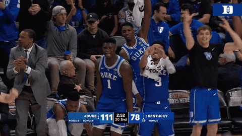 Zion Williamson Bench GIF by Duke Men's Basketball - Find & Share on GIPHY