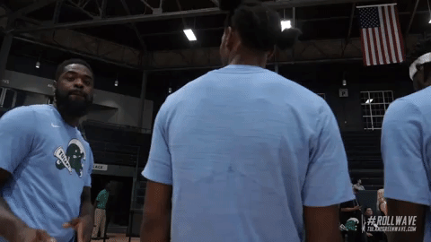 Men'S Basketball Dancing GIF by GreenWave - Find & Share on GIPHY
