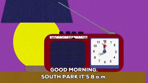 Talking Alarm Clock GIF by South Park - Find & Share on GIPHY