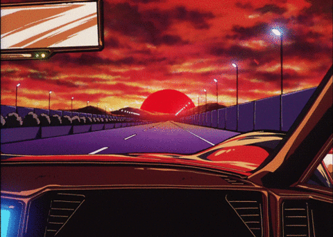 Outrun sunset : r/gifs