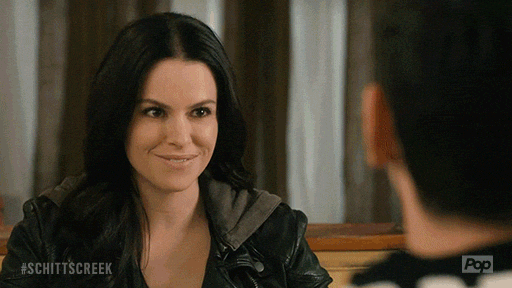 Emily Hampshire Stevie Budd GIF by Schitt's Creek - Find & Share on GIPHY