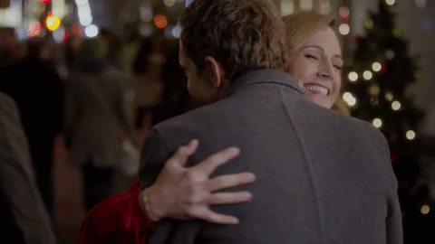 Nikki Deloach Hug GIF by Hallmark Channel - Find & Share on GIPHY
