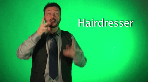 Sign Language Hairdresser GIF by Sign with Robert - Find & Share on GIPHY