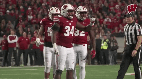 Wisconsin Football Fist Bump GIF by Wisconsin Badgers - Find & Share on ...