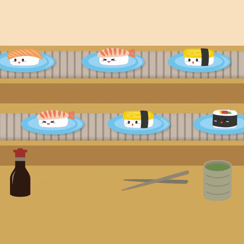 Sushi Conveyor Belt GIF by evite - Find & Share on GIPHY