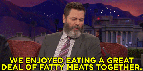 Nick Offerman Fatty Meats GIF by Team Coco - Find & Share on GIPHY