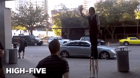 High Five Jump GIF by Brimstone (The Grindhouse Radio, Hound Comics ...