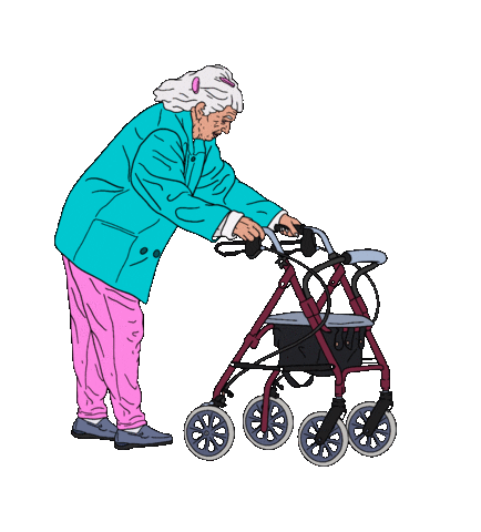 Old Lady Time Sticker by Rif for iOS & Android | GIPHY