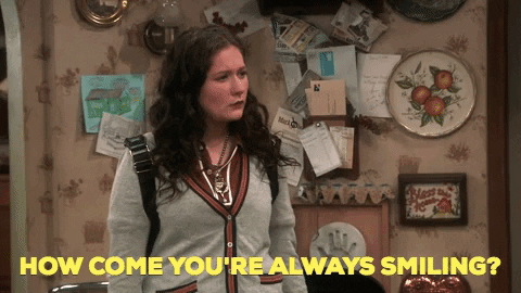 How Come Youre Always Smiling GIF by Roseanne - Find & Share on GIPHY
