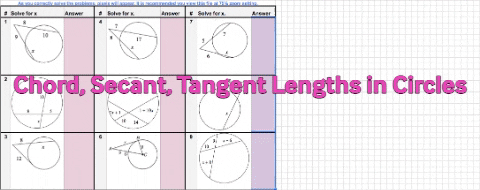 Circles: Chords, Secants, Tangents Lengths Pixel Art by Ms Miles Math