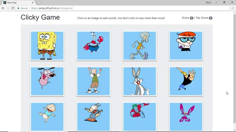 GitHub - petejos80/clickygame: A memory game built with React. To play, click on an image to ...