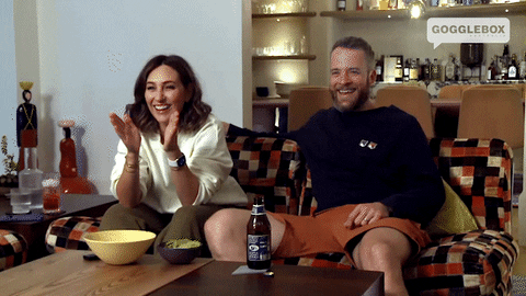 Happy Hamish Blake GIF by Gogglebox Australia - Find & Share on GIPHY