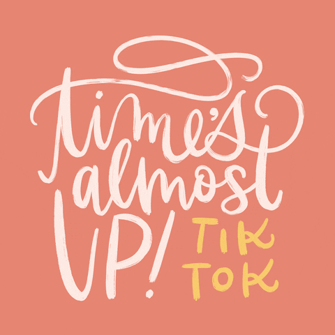 Times Up GIF by Hoopla! Letters - Find & Share on GIPHY