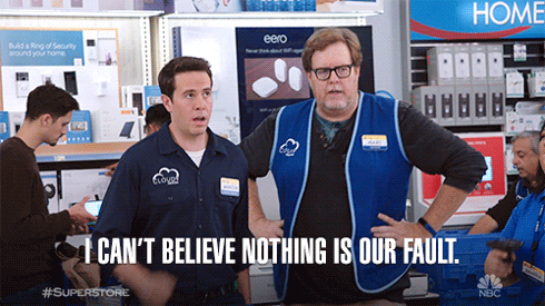 Not Our Fault GIF by Superstore - Find & Share on GIPHY