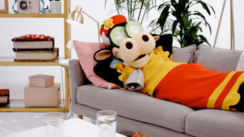 Tired Happy Sunday GIF by Minnie Mouse - Find & Share on GIPHY