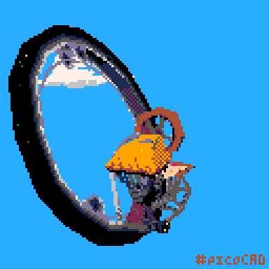 One-Wheeled Motorcycle in picoCAD : low_poly