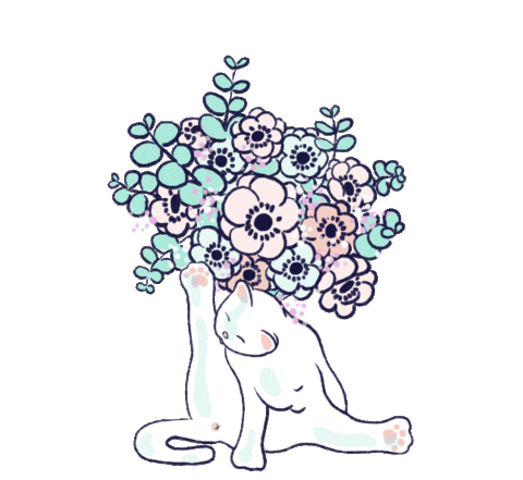Cat Flowers Sticker by Surmont Lii for iOS & Android | GIPHY