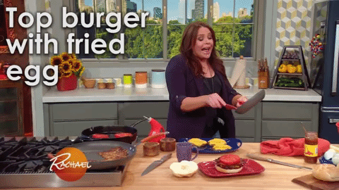 Rachel Bacon Egg Cheeseburger GIF by Rachael Ray Show - Find & Share on ...