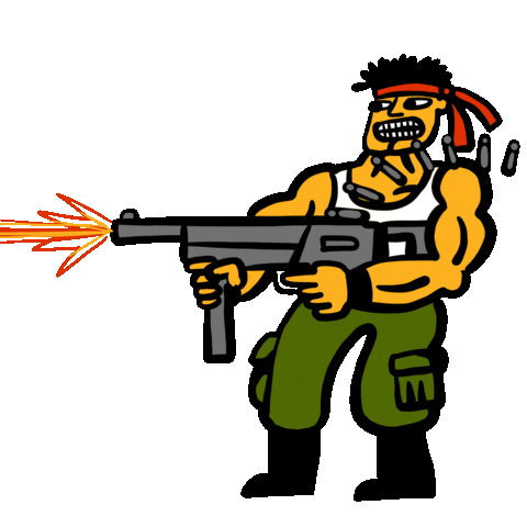 Machine Gun Soldier Sticker by Darién Sánchez for iOS & Android | GIPHY