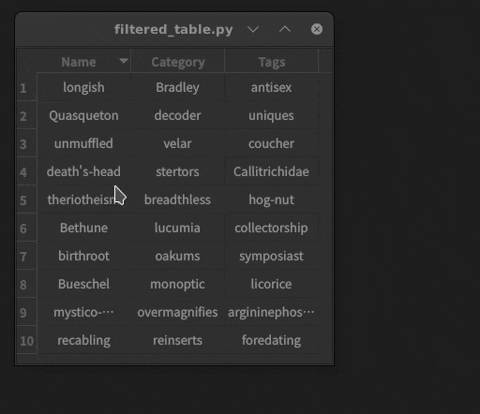想要一个带column filter的QTableView – 小小白的总结纸
