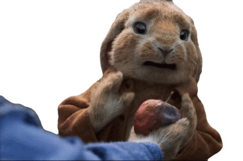 Hungry James Corden Sticker by Peter Rabbit Movie for iOS & Android | GIPHY