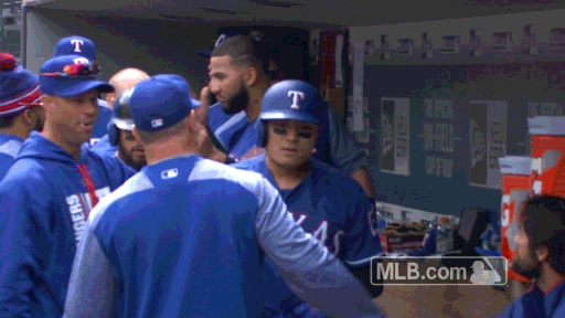 Texas Rangers Dugout Celebration GIF by MLB - Find & Share on GIPHY