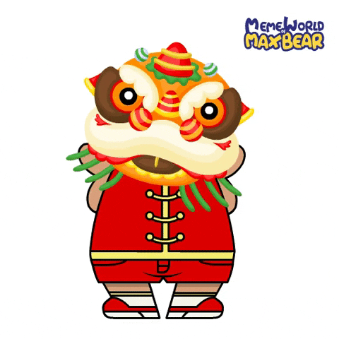 Chinese New Year Cartoon GIF by Meme World of Max Bear - Find & Share ...