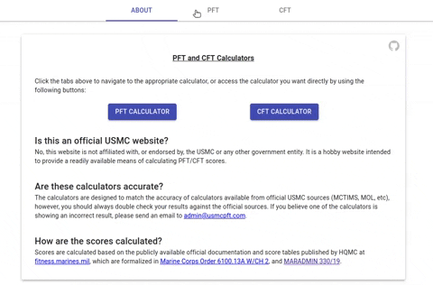 GitHub - ivasilyev1/usmc-pft: Calculate Marine Corps Physical/Combat ...
