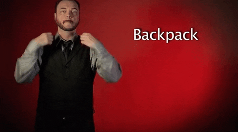 Sign Language Backpack GIF by Sign with Robert - Find & Share on GIPHY