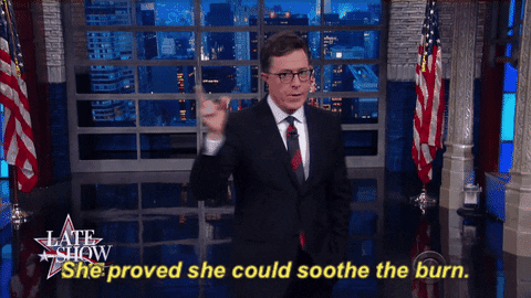 Stephen Colbert( She Proved She Could Soothe The Burn GIF by The Late ...