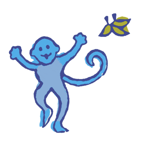 Blue Monkey Vacation Sticker by Roller Rabbit for iOS & Android | GIPHY