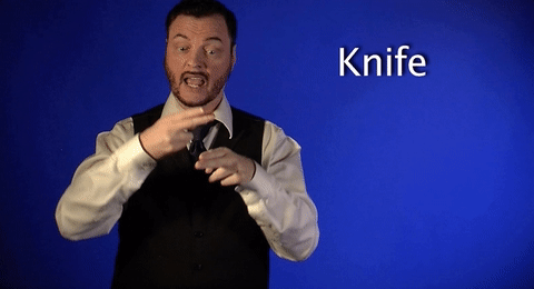 Sign Language Knife GIF by Sign with Robert - Find & Share on GIPHY