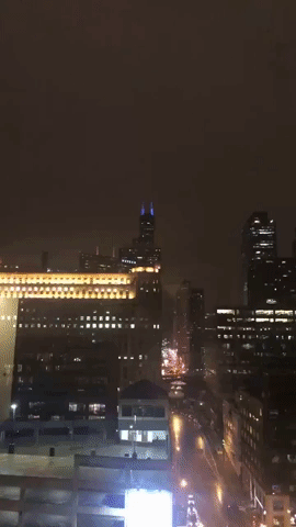 Chicago's Willis Tower struck by lightning tonight : r/gifs