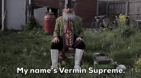Vermin Supreme GIF by GIPHY News - Find & Share on GIPHY