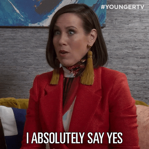 Miriamshor Yes GIF by YoungerTV - Find & Share on GIPHY