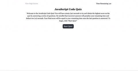 GitHub - JessicaAKelley/code-quiz: A timed JavaScript code quiz that stores user high scores.