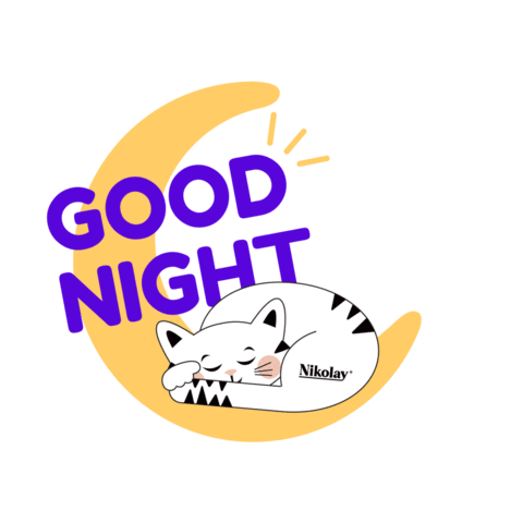 Good Night Cat Sticker by Grishko for iOS & Android | GIPHY