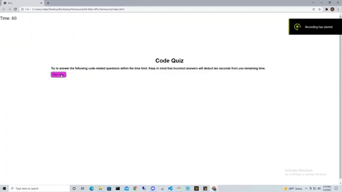 GitHub - clabel95/Code-Quiz: Homework #4 on Web APIs