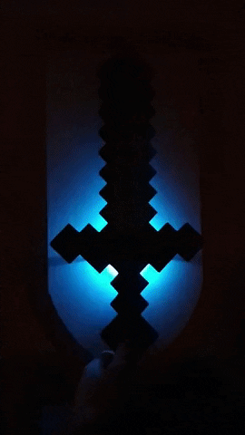 My first (completed) project! A backlit Minecraft sword on shield using ...